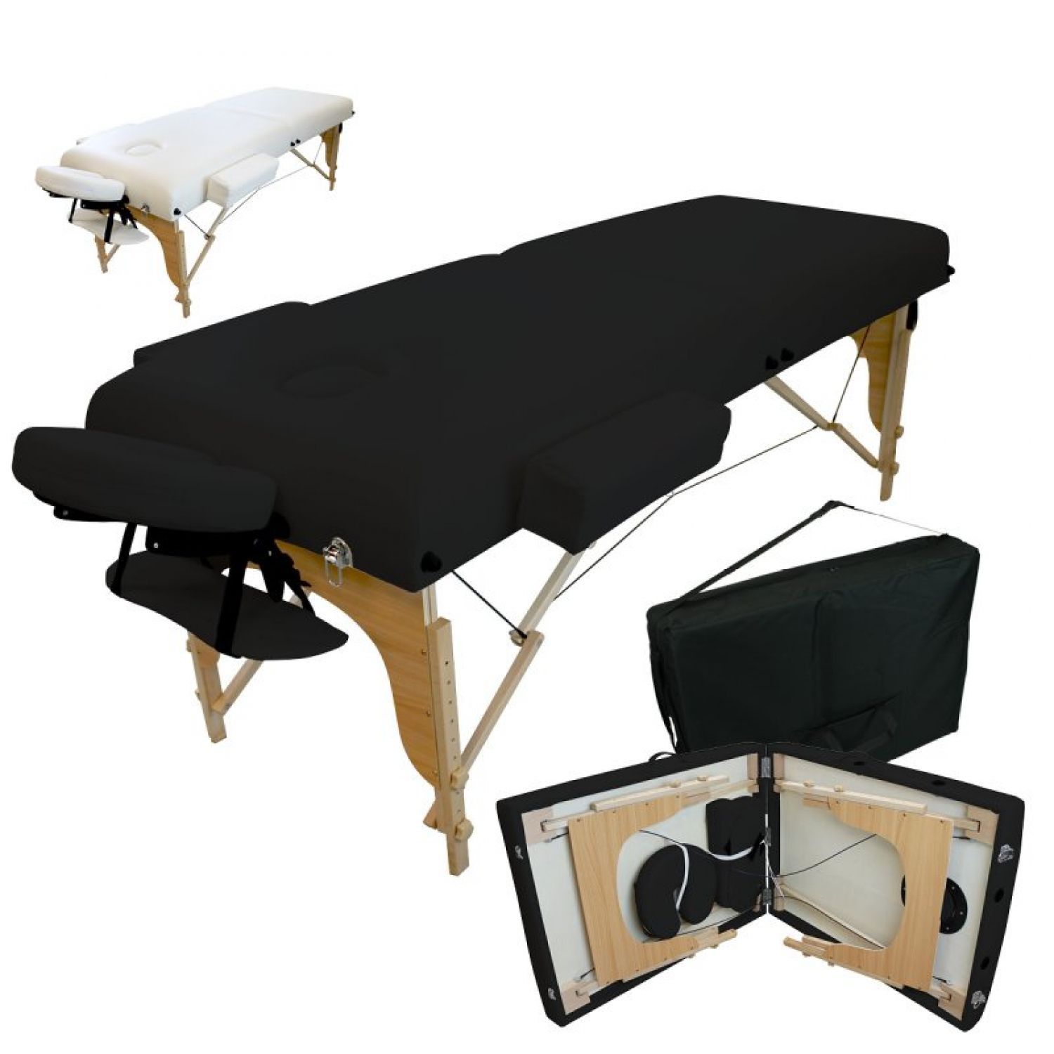 Vivezen Table Massage 13cm Pliante 2 Zones Bois Panneau Reiki